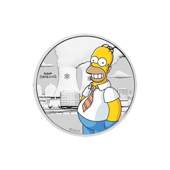 Srebrna Moneta Homer Simpson 2020, 1/2 uncji (color-card)