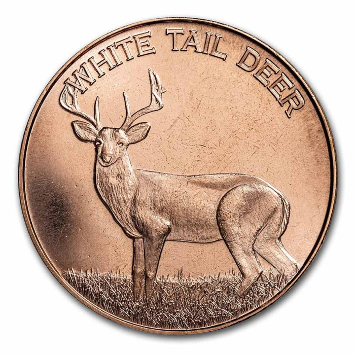 Copper Round White Tail Deer, 1 oz.