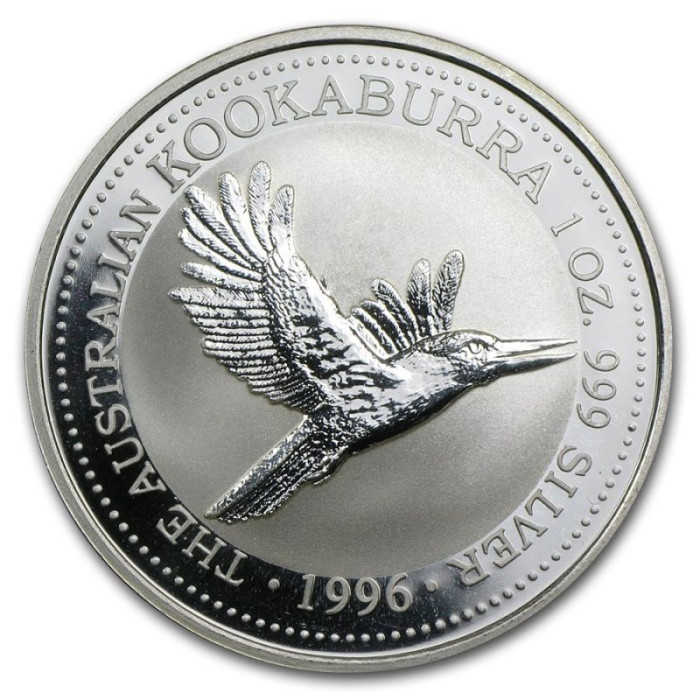 1996 Australian Kookaburra Silver Coin, 1 oz.