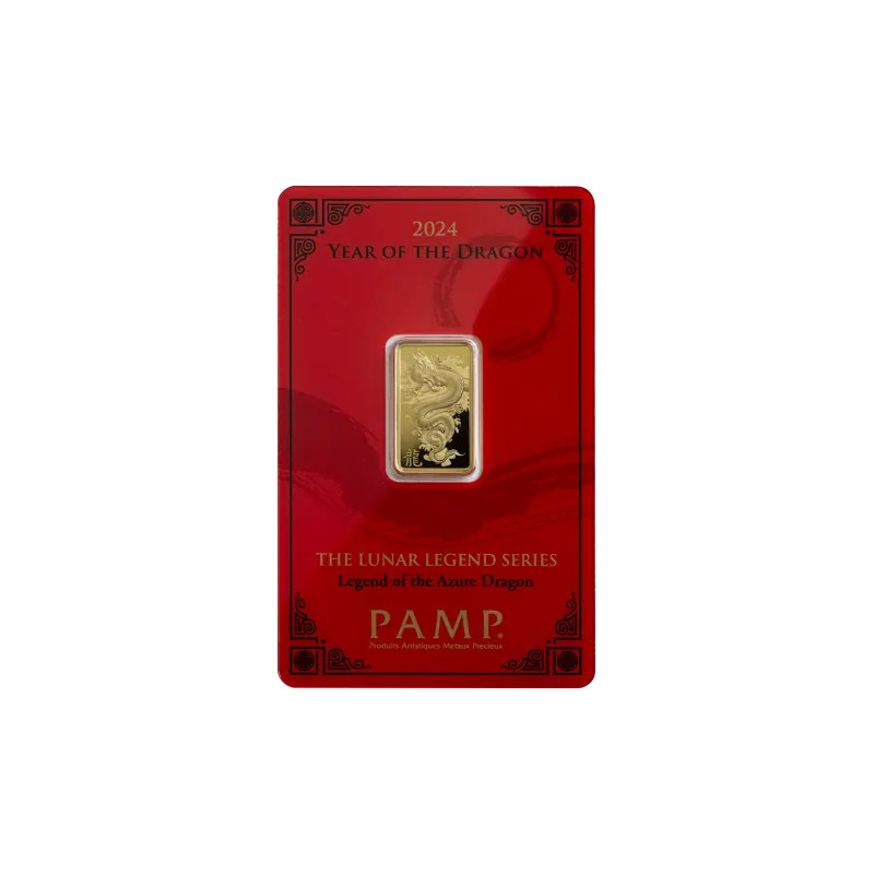 PAMP Lunar Legends Azure Dragon 2024 Gold Investment Bar, 5g.