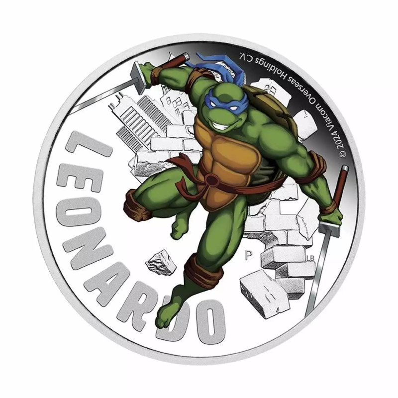 Teenage Mutant Ninja Turtles: Leonardo 2024 Color Silver Coin, 1 oz.
