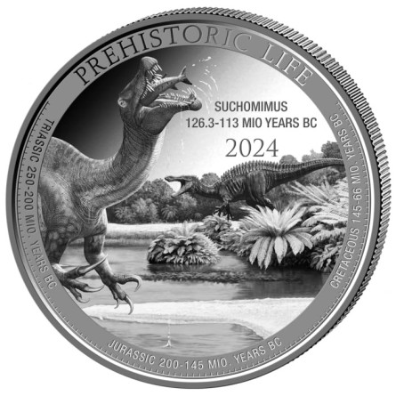 Prehistoric Life II Silver Coin: Sukhomimus 2024, 1 oz.
