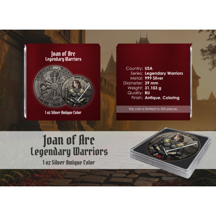 Legendary Warriors: Joan of Arc Color Silver Medal, 1 uncja