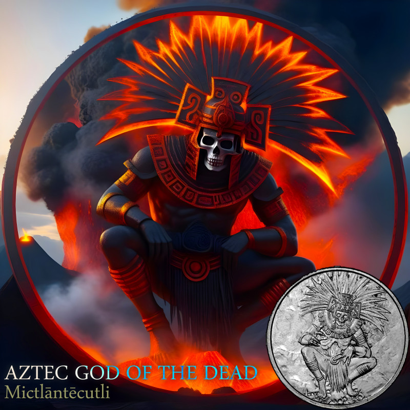 Srebrny Medal Aztec God of Death Color, 1 uncja
