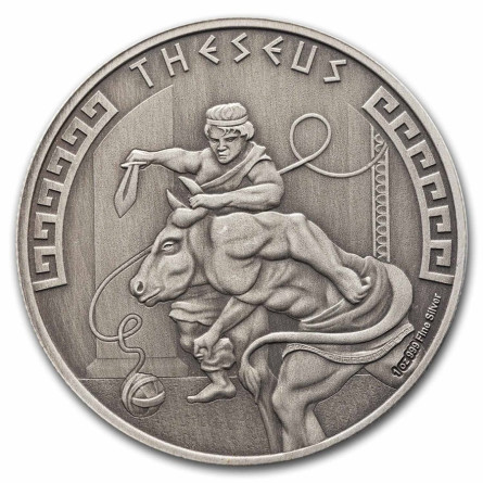 Heroes of Greek Mythology: Theseus 2024 Antique Silver Coin, 1 oz.