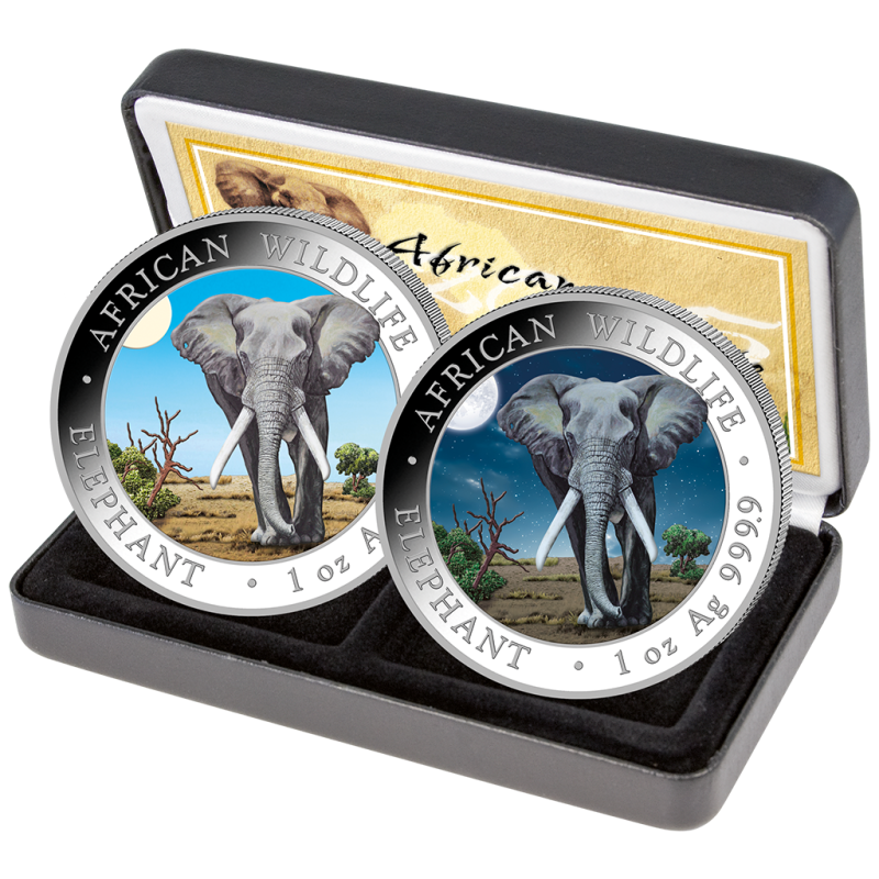 Somali Elephant 2025 Color Silver Coin, 1 oz.