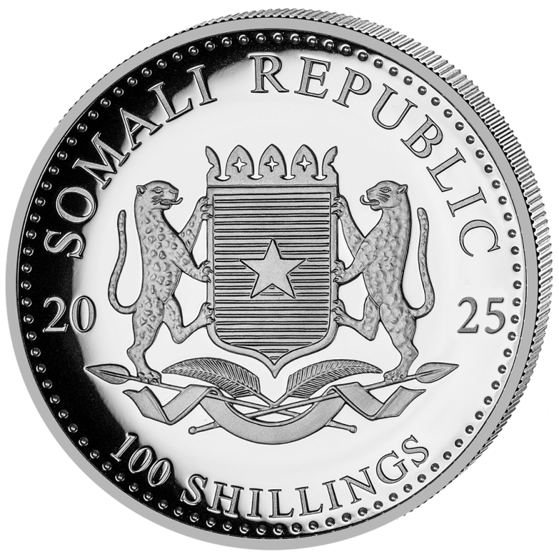 Somali Elephant 2025 Color Silver Coin, 1 oz.
