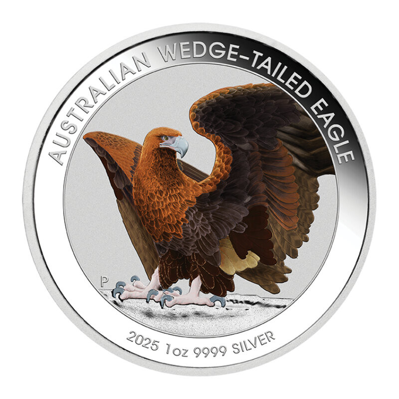 Srebrna Moneta Australischer Keilschwanzadler 2025, 1 uncja (Farbe)