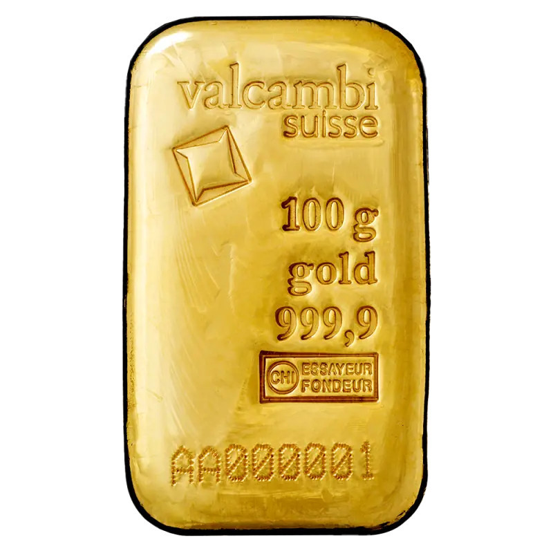100g Gold Bar | Valcambi | Casted