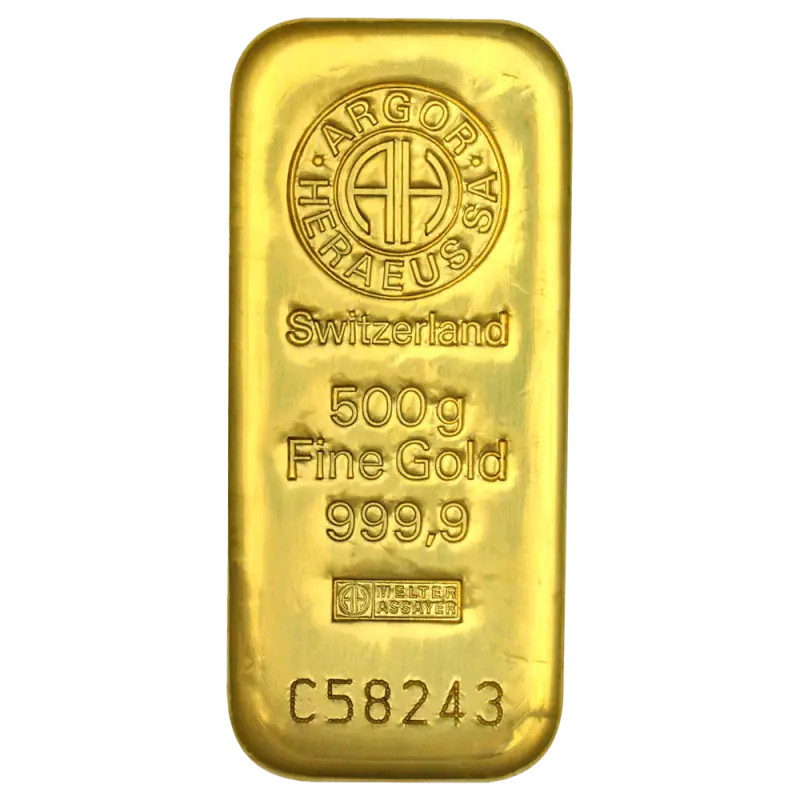 500g Gold Bar | Argor-Heraeus | Casted