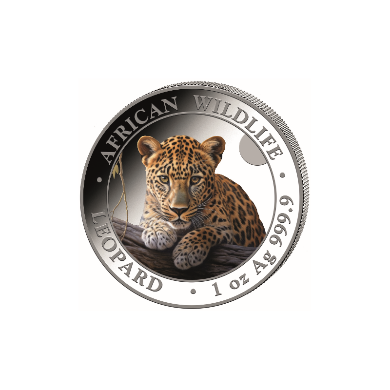 Silver Coin: African Wildlife: Leopard 2025 Color, 1 oz.