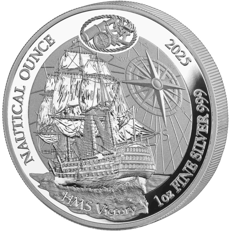 Silver Nautical Ounce Coin: HMS Victory 2025Proof, 1 oz.