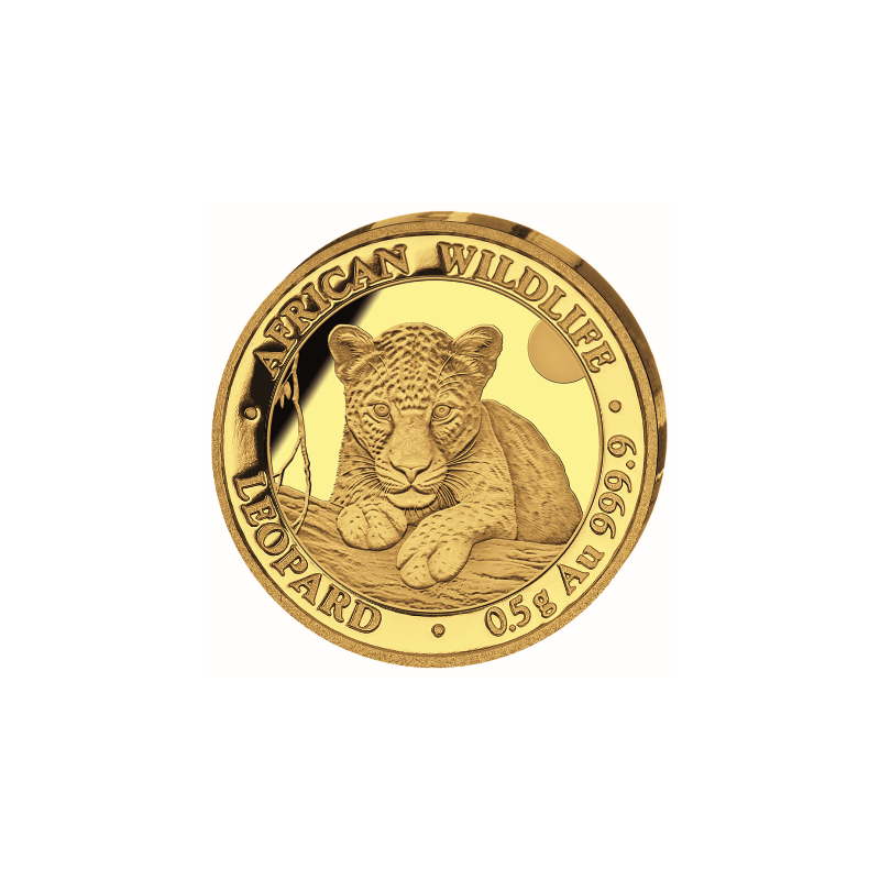 Somalian Leopard 2025 Proof Gold Coin, 0.5 grams