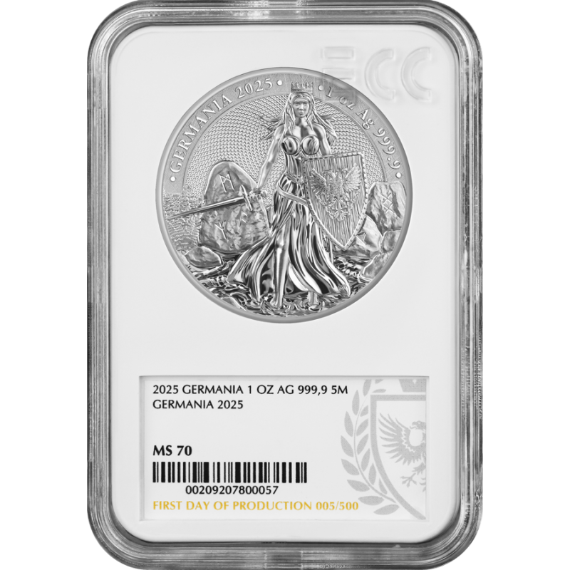 Srebrna Moneta Germania 2025 First Day of Production MS70, 1 uncja