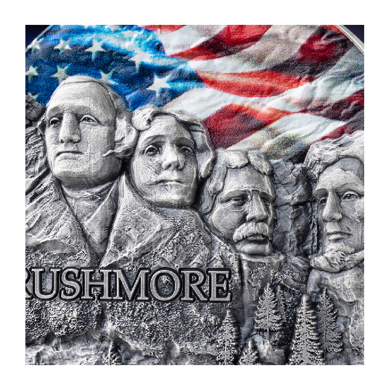 Silver Coin Rock-cut Monuments: Rushmore 2024 Special Edition, 2 ounces