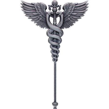 Silver Numismatic Coin The Divine Weapons – Winged Staff, 2,5 ounces