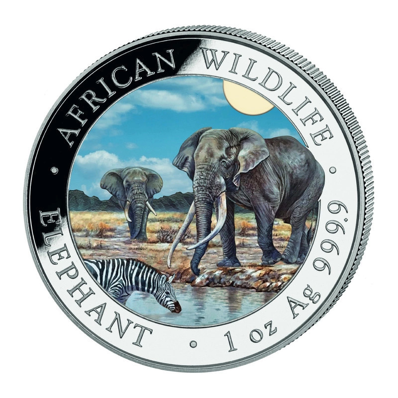 Somali Elephant 2026 Color Silver Coin, 1 oz.