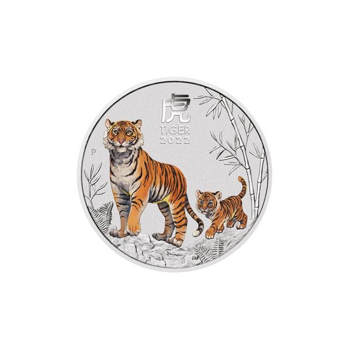 Silber Lunar III Münze: Jahr des Tigers 2022, 1 oz (Farbe)