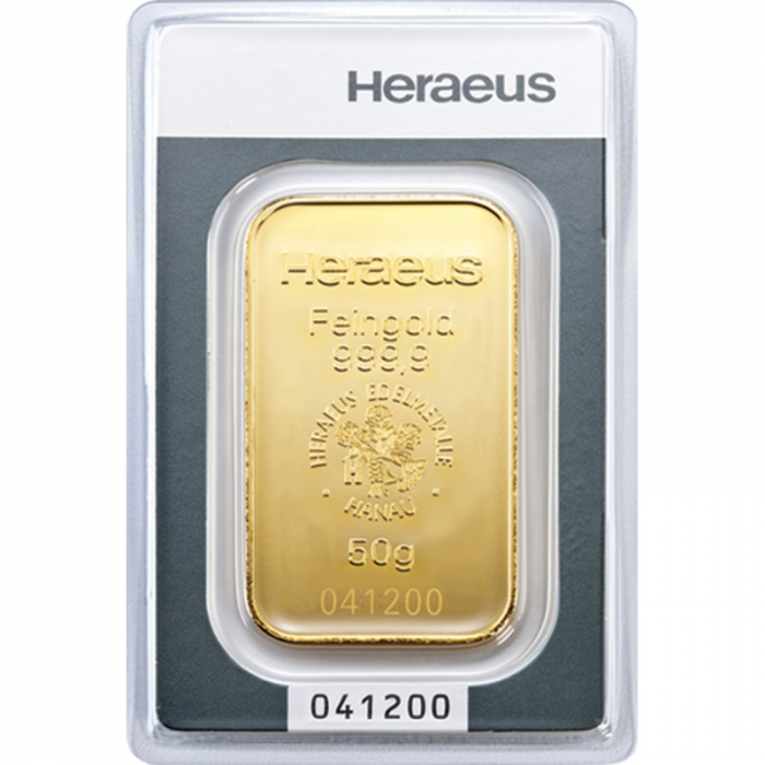 Investment gold bar 50g Heraeus