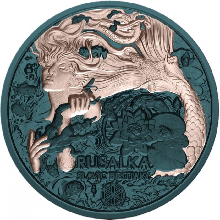 Silver coin Slavic Beasts - Rusalka Rose Gold 2023, 2 oz.