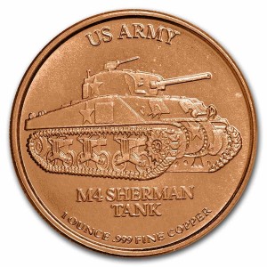 U.S. Army Copper Medal: Sherman Tank, 1 oz.