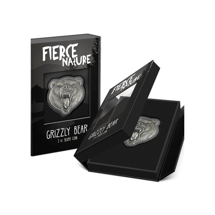 Srebrna Moneta Fierce Nature: Grizzly 2023, 2 uncje